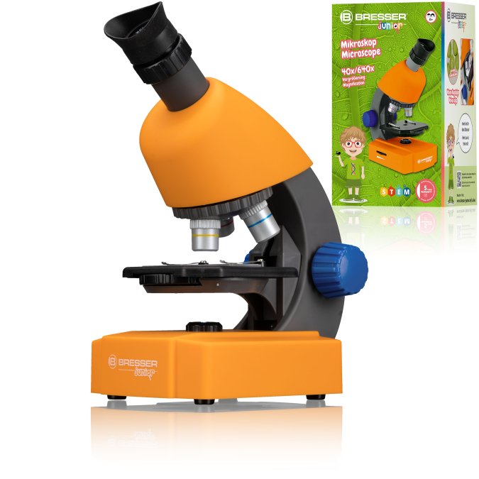 Bresser Junior 40x–640x Kids Microscope – Orange | StartStore.eu